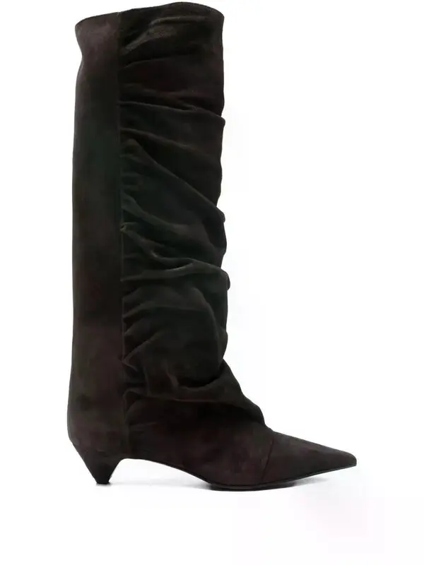 LELLA BALDI Ruched Suede Knee-high Boots