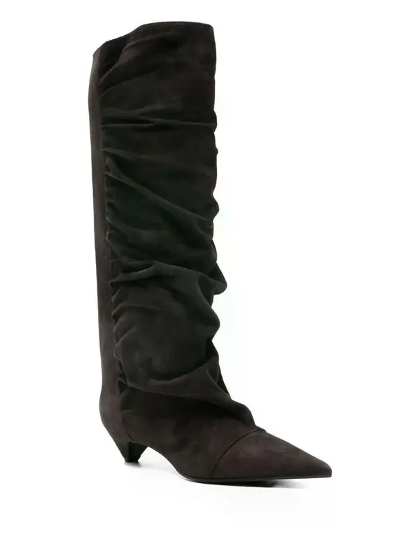 LELLA BALDI Ruched Suede Knee-high Boots