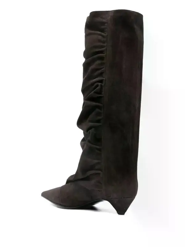 LELLA BALDI Ruched Suede Knee-high Boots