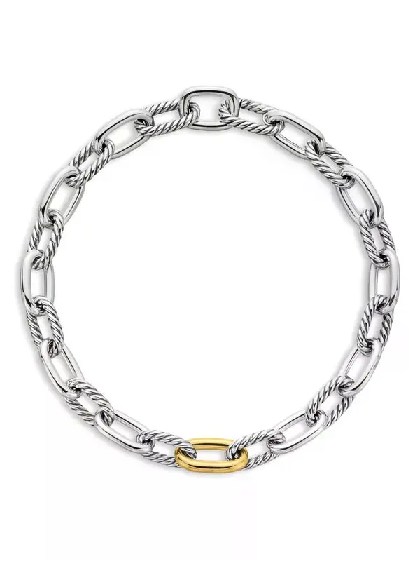 David Yurman 18kt Yellow Gold And Sterling Dy Madison Chain Necklace - Silver