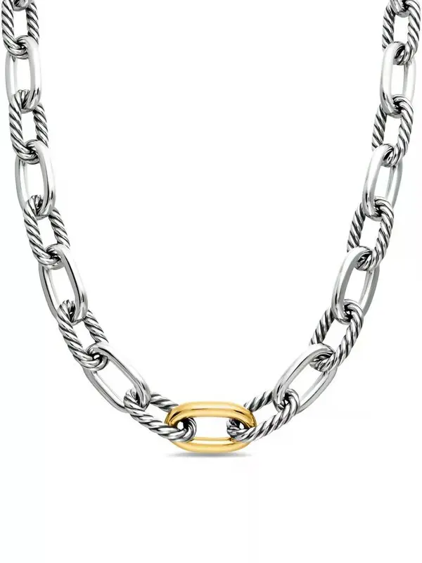 David Yurman 18kt Yellow Gold And Sterling Dy Madison Chain Necklace - Silver