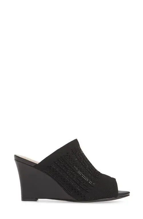 LAUREN LORRAINE Martha Embellished Wedge Slide Sandal - Black
