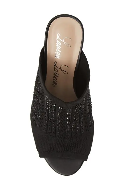 LAUREN LORRAINE Martha Embellished Wedge Slide Sandal - Black