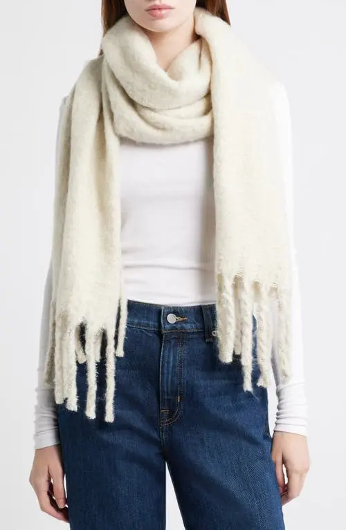 Treasure & Bond Cozy Sparkle Fringe Scarf - Ivory