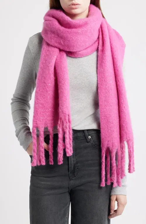Treasure & Bond Cozy Sparkle Fringe Scarf - Pink