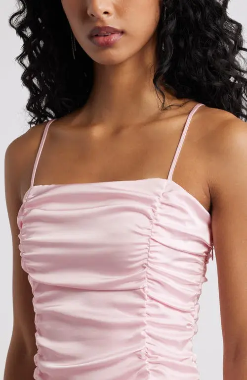 Bp. Ruched Satin Drop Waist Mini Dress - Pink Primrose
