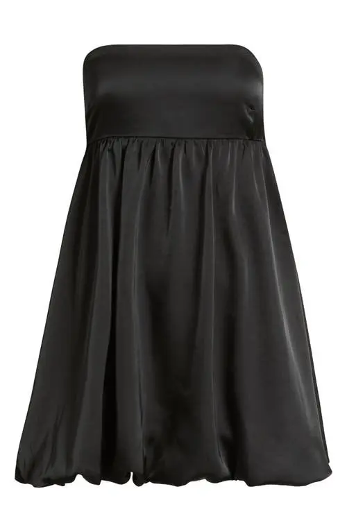Bp. Satin Bow Back Mini Bubble Dress - Black