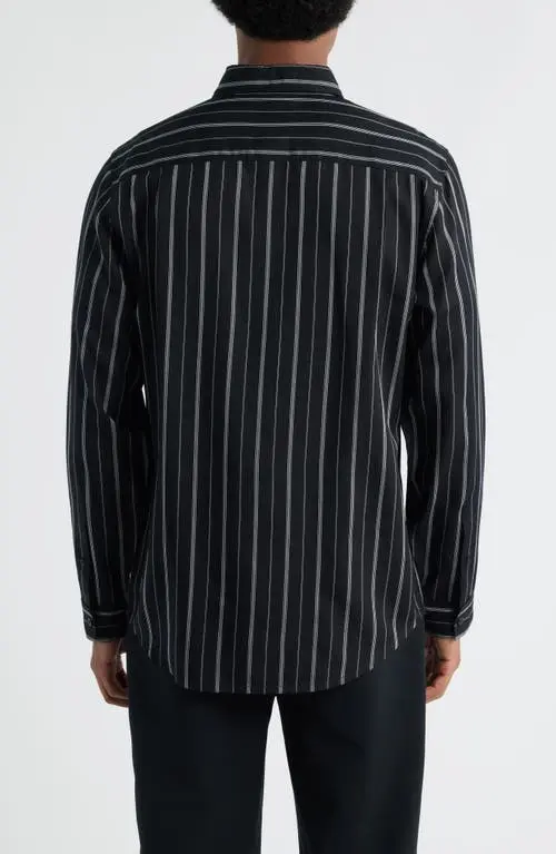 OPEN EDIT Stripe Long Sleeve Button-up Shirt