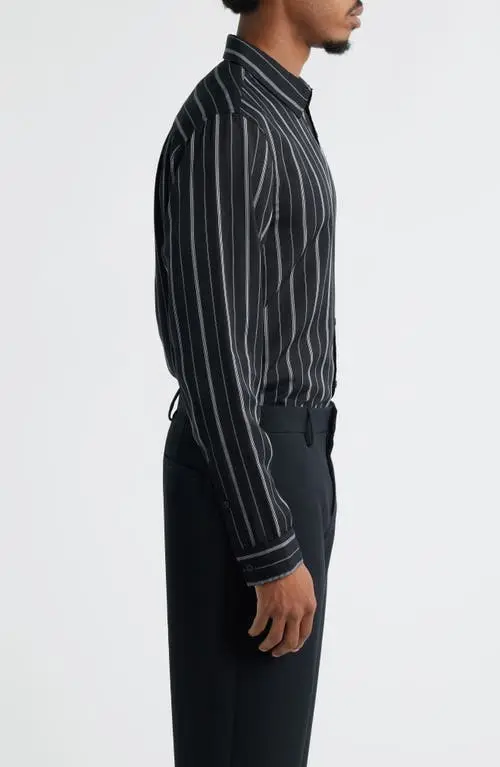 OPEN EDIT Stripe Long Sleeve Button-up Shirt