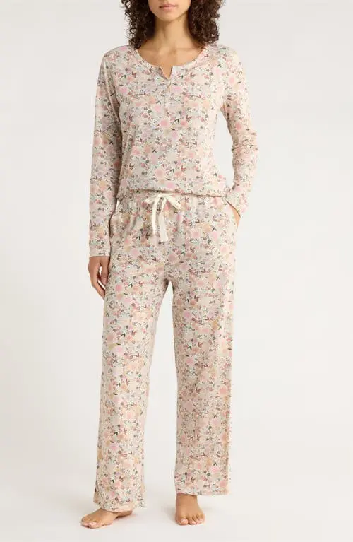 PAPINELLE Meribel Floral Organic Cotton Pajamas - Strawberry