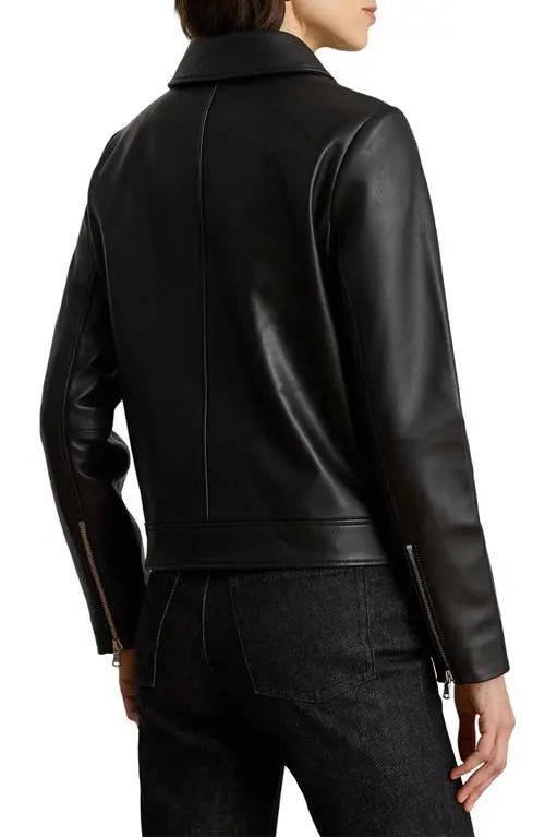 Ralph Lauren Leather Jacket With Zip Cuffs