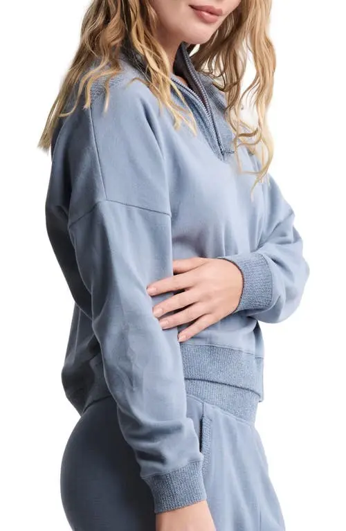 Barefoot Dreams Cozychic Ultra Lite Rib Quarter Zip - Blue Dusk