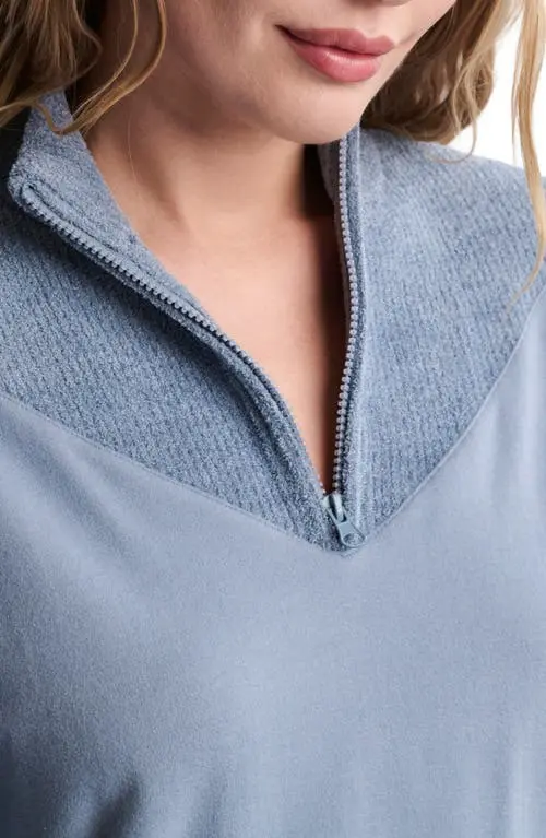 Barefoot Dreams Cozychic Ultra Lite Rib Quarter Zip - Blue Dusk