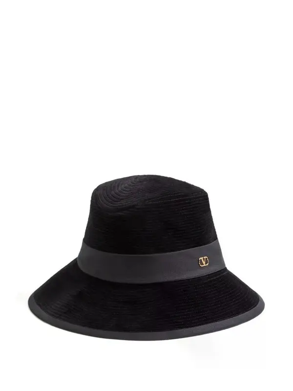 Valentino Garavani Vlogo Signature Velvet Hat - Black