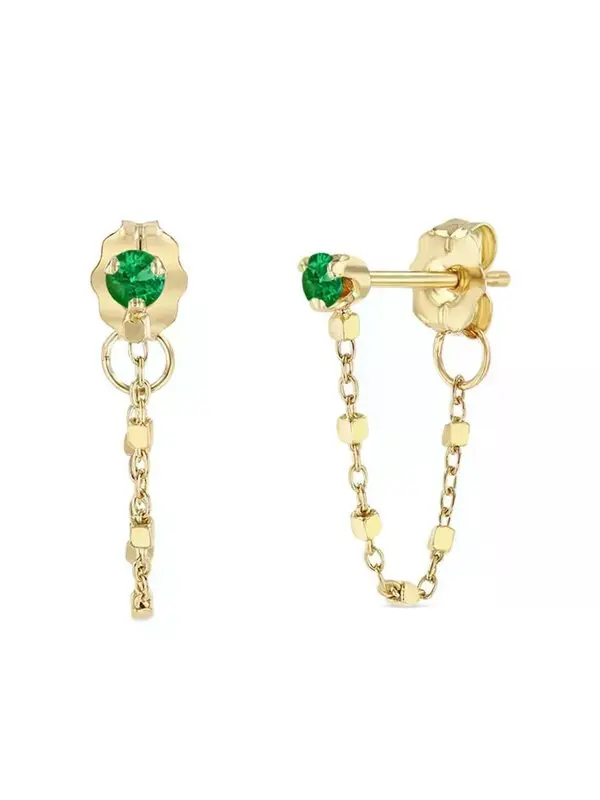 Zoe Chicco 14k Yellow Emerald Chain Earrings - Gold