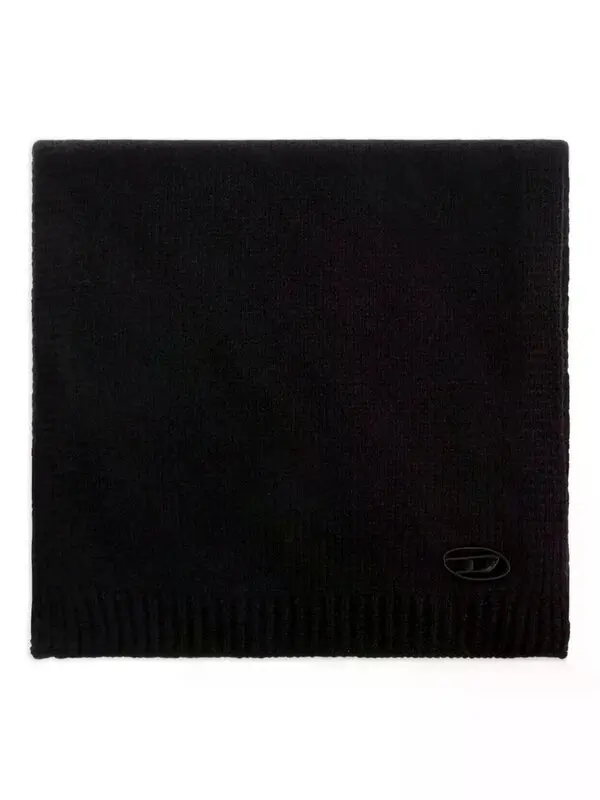 DIESEL Logo-plaque Wool Scarf - Black