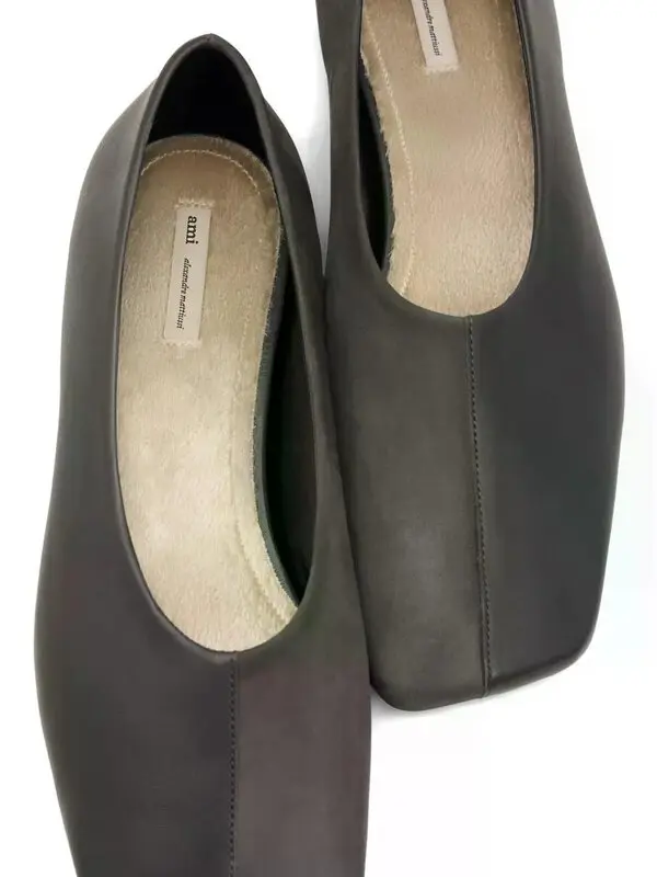 AMI Paris Two-tone Leather Ballet Flats - Grey