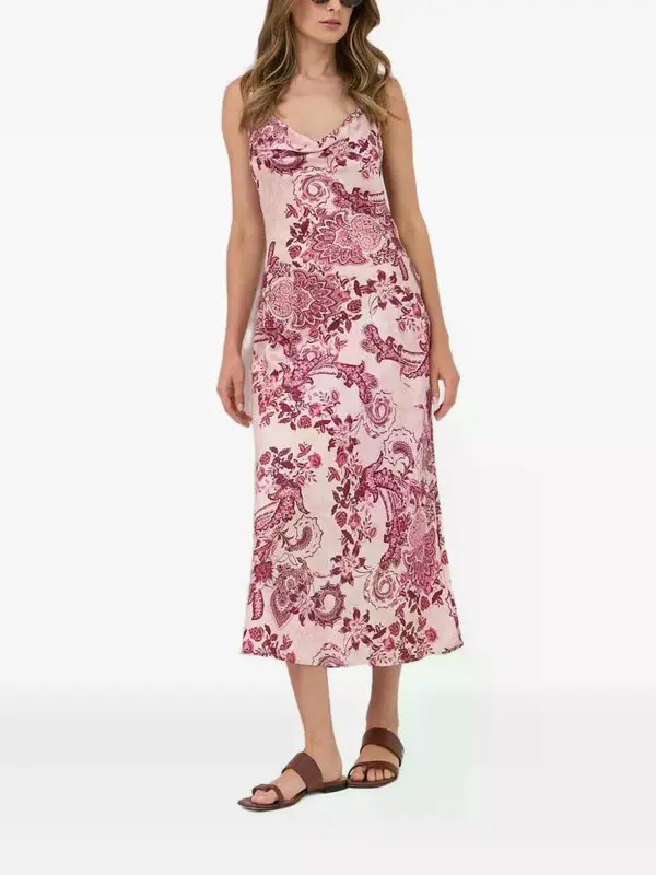 Guess Cowl-neck Floral Dress - Pink