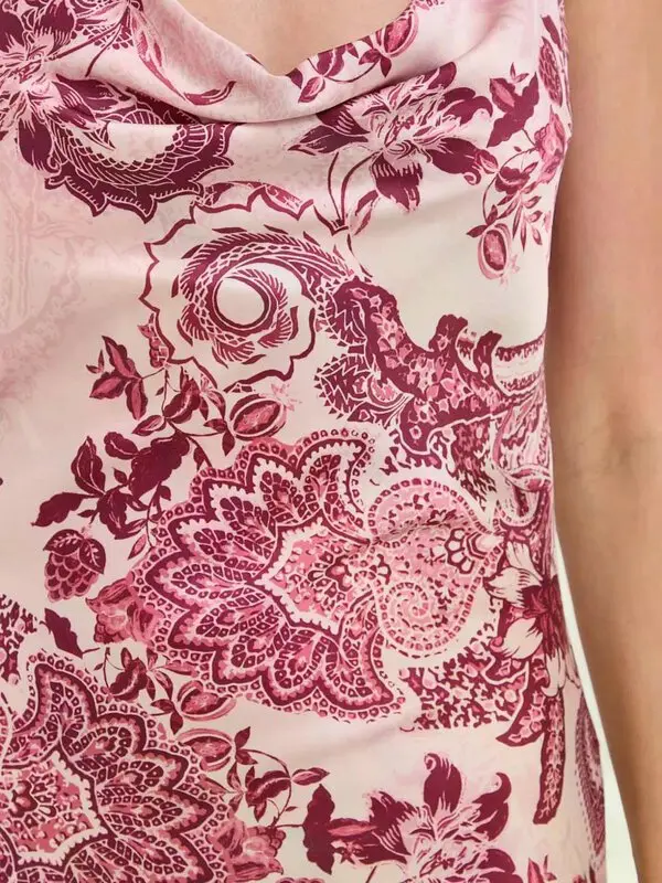 Guess Cowl-neck Floral Dress - Pink