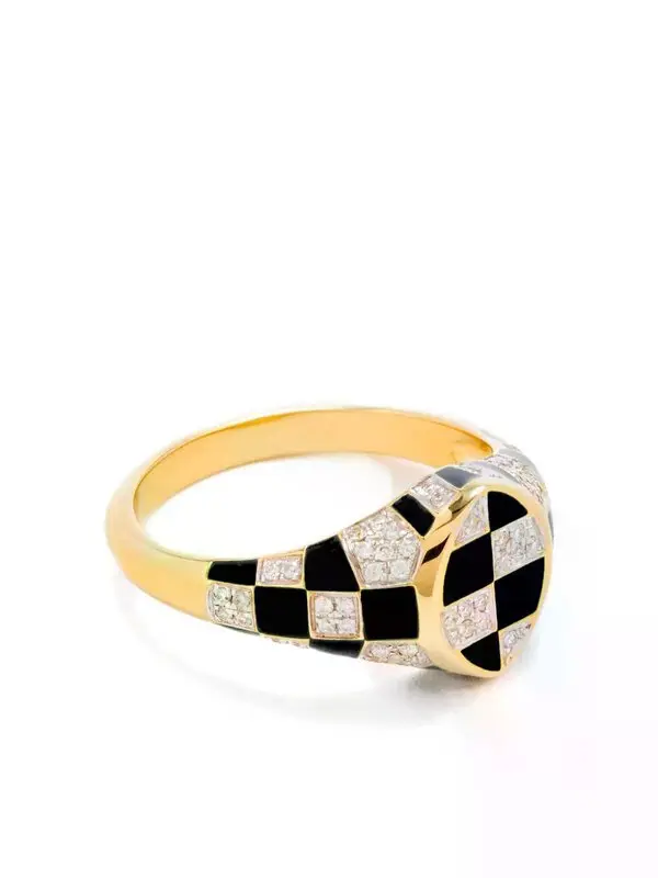 Yvonne Léon 9k Yellow Check-pattern Ring