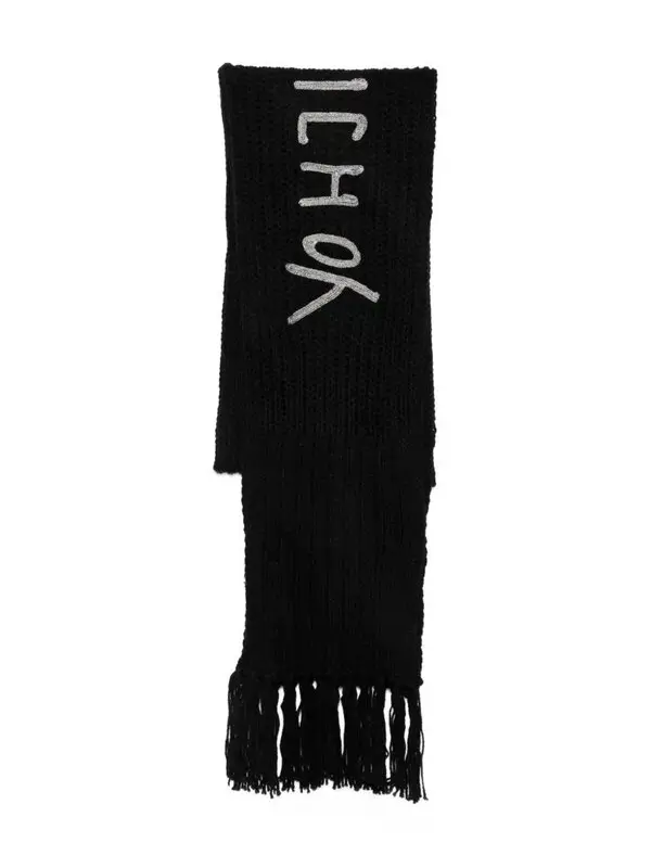 Y3 Fringed Scarf - Black