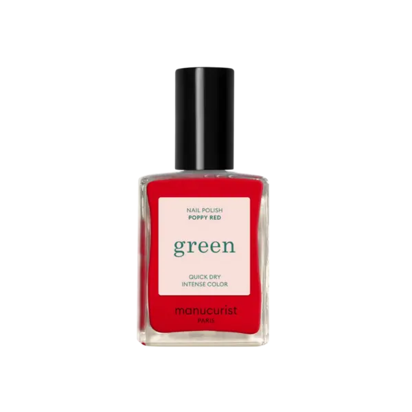 MANUCURIST Green™ Nail Polish, Quick Dry, Non-toxic Nail Polish With Gel-like Finish - Poppy Red (a Bright Orangey Red)