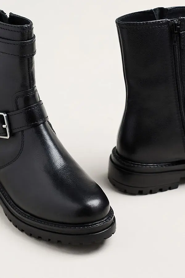 Anthropologie Buckle Boots - Black