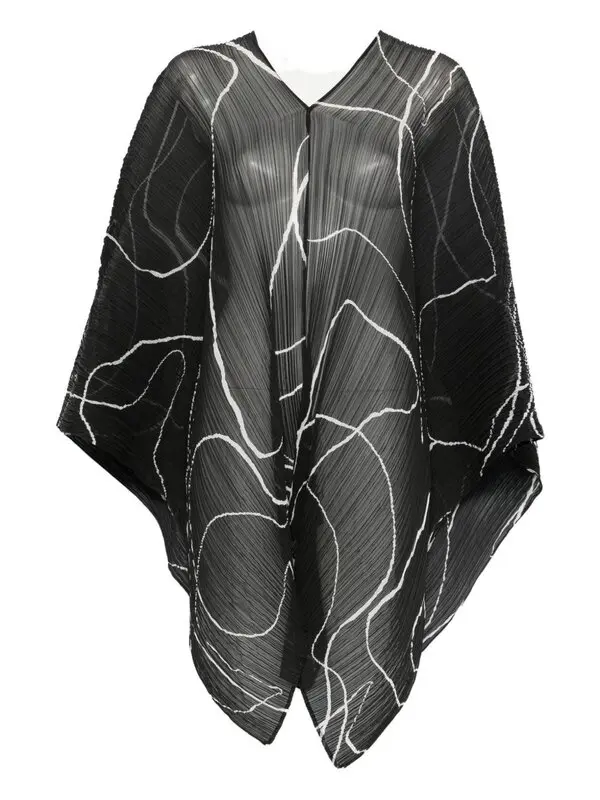 Issey Miyake Pleated Printed Stole - Black