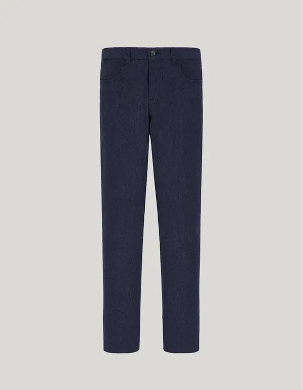Canali Five-pocket Impeccabile Wool Flannel Pants - Blue