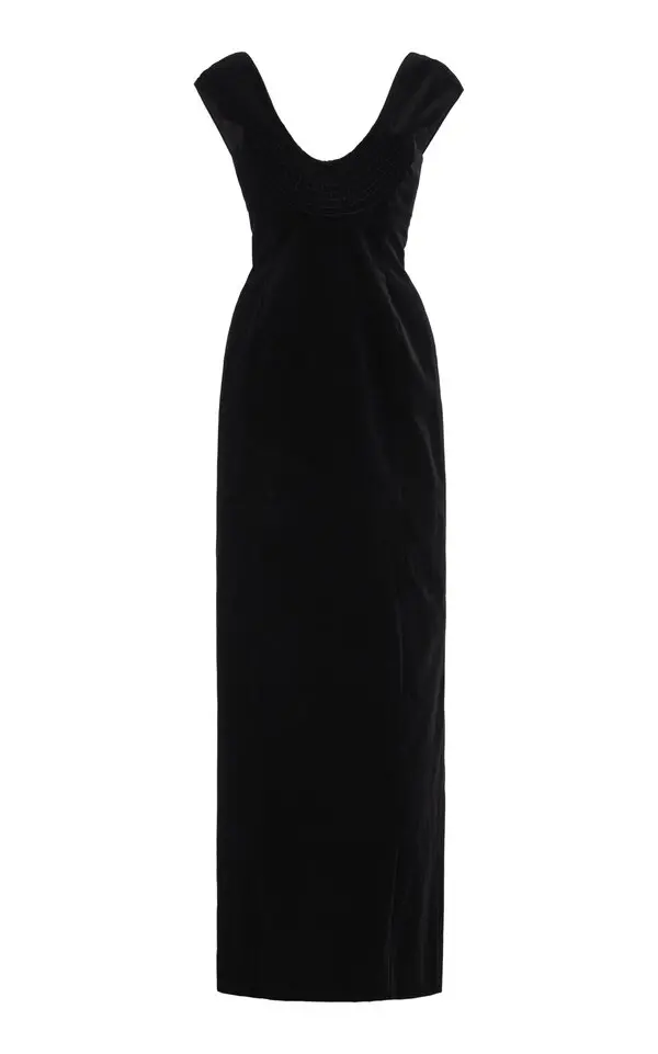 COLLEEN ALLEN Cotton-velvet Maxi Dress - Black