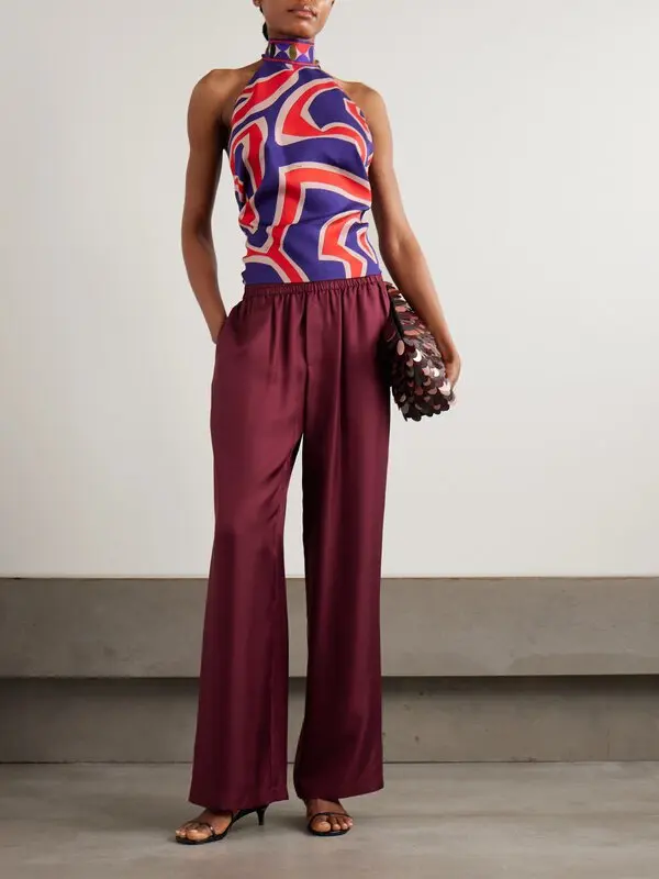 Emilio Pucci Printed Silk-twill Halterneck Top
