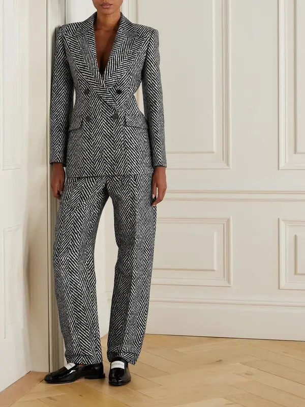 Givenchy Double-breasted Herringbone Wool-blend Blazer