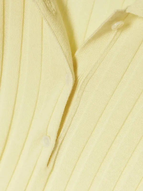 Calvin Klein Ribbed Wool Polo Sweater - Yellow