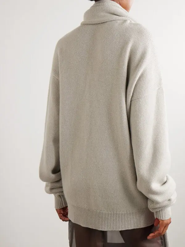 Calvin Klein Cashmere Sweater With Scarf Detail - Gray
