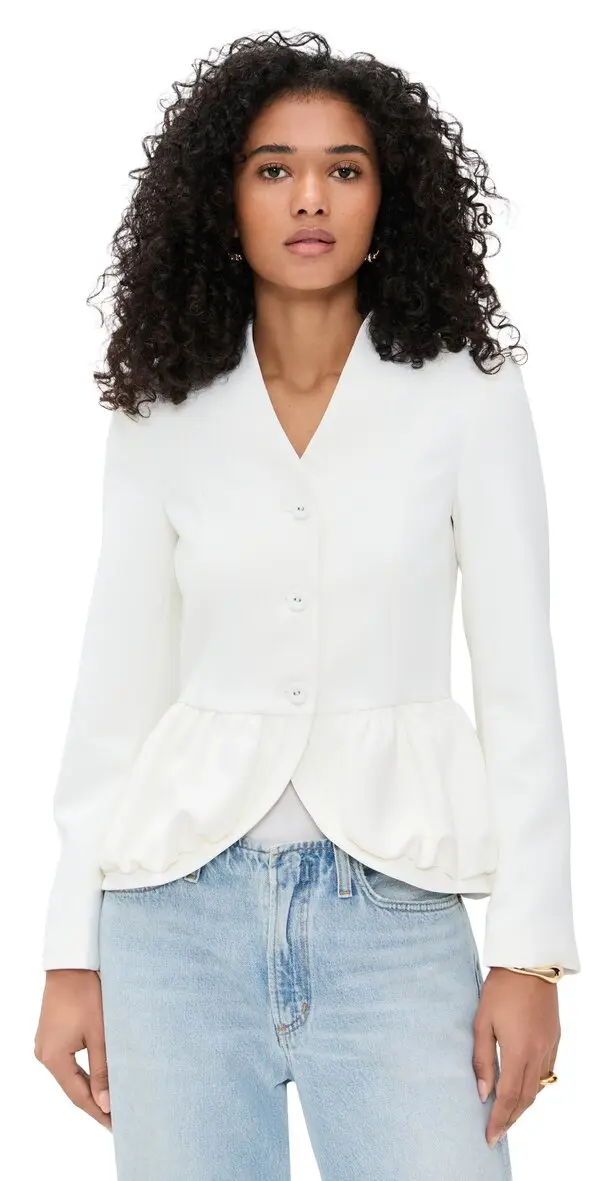 MEIMEIJ Crepe Peplum Blazer - Off White