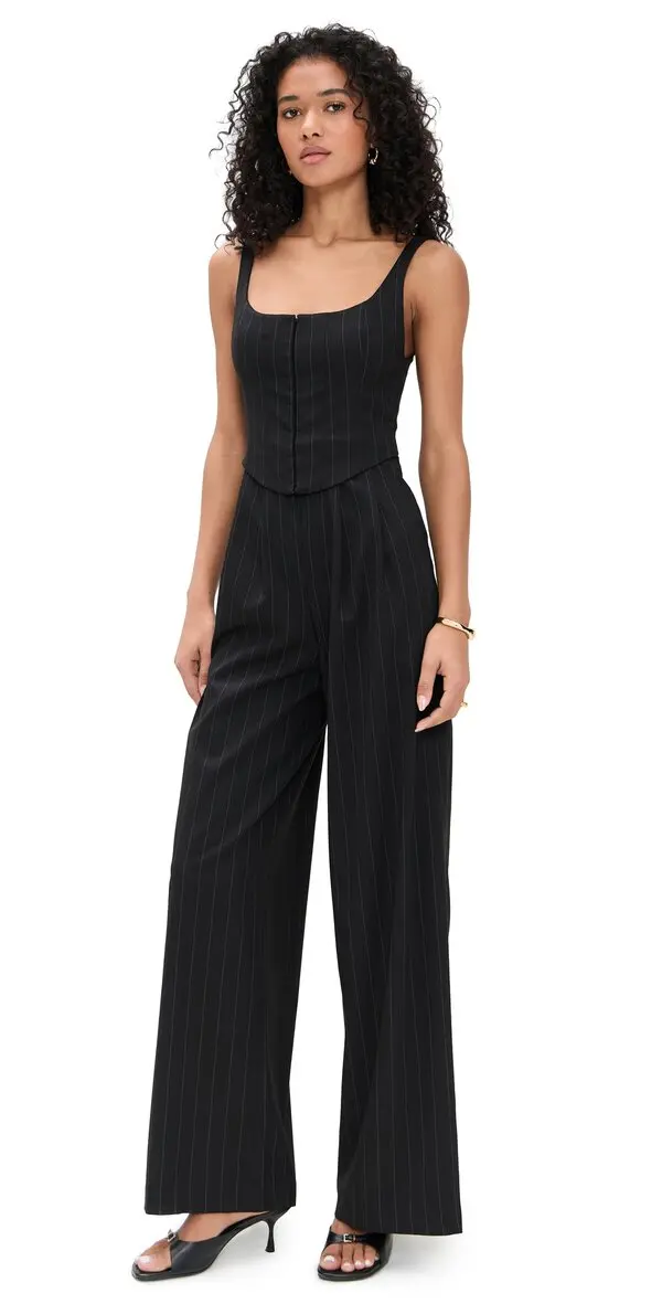 Alice + Olivia Rebecca Tailored Vest Jumpsuit - Black/off White
