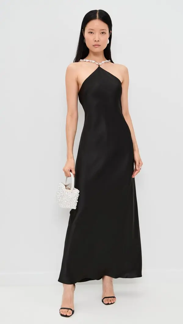 Staud Cadence Maxi Dress With Beaded Straps - Black