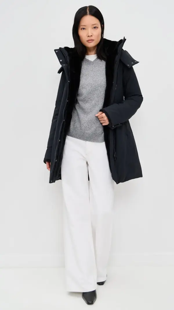 SAVE THE DUCK Hooded Samantha Coat With Faux Fur Trim