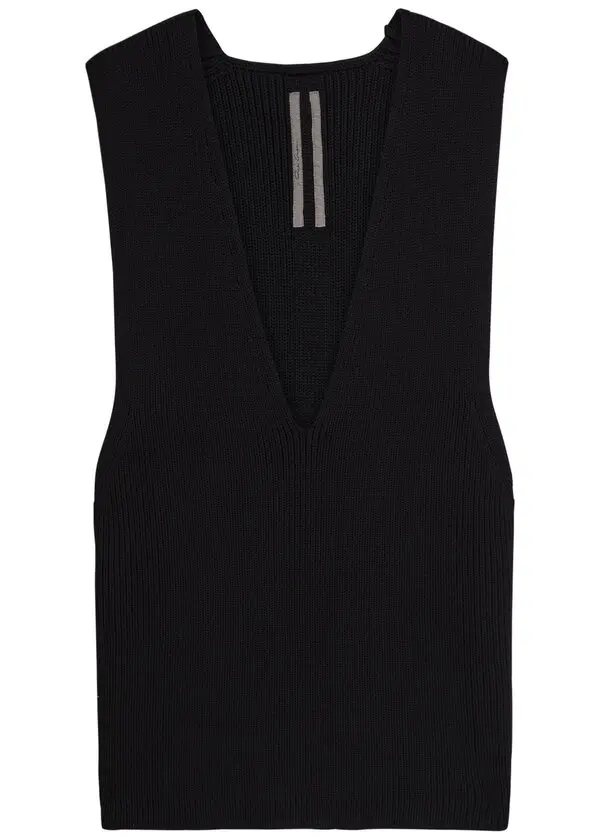 Rick Owens V-neck Ribbed Wool Tank