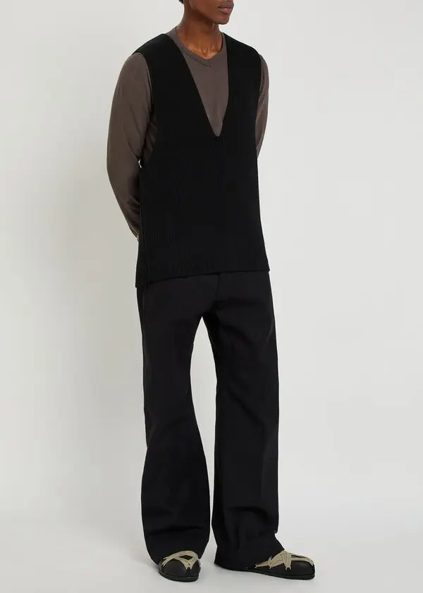 Rick Owens V-neck Ribbed Wool Tank