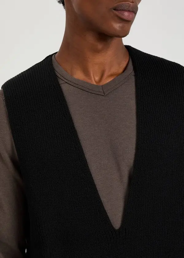 Rick Owens V-neck Ribbed Wool Tank