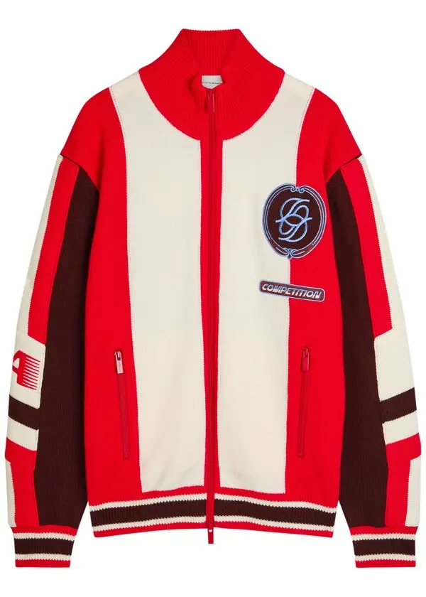 Drole De Monsieur La Maille Zippée Racing Logo Merino Wool Jacket - Multicoloured 1