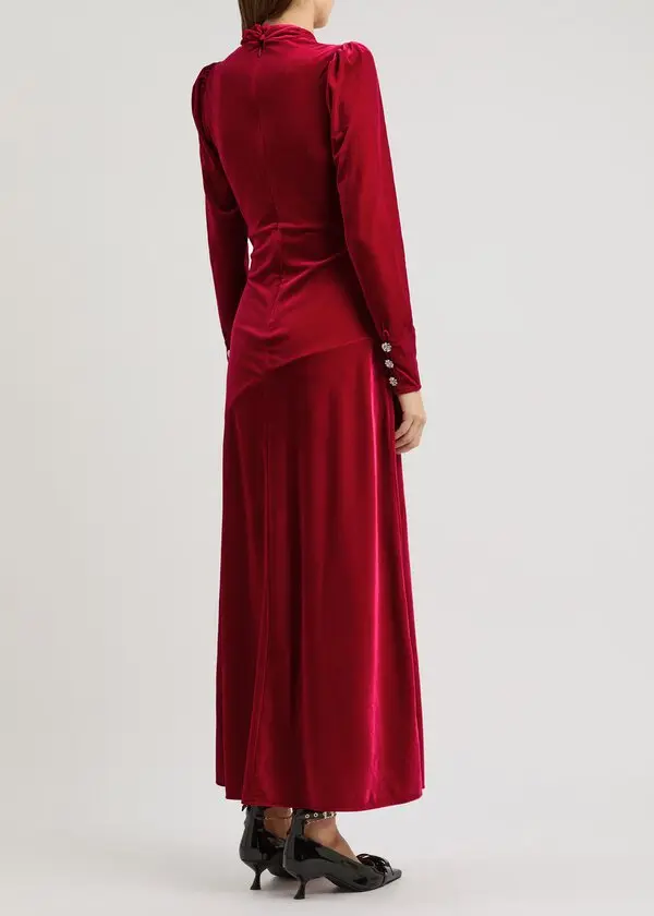 chinese dress ladies Rent Ganni Black Velvet Maxi Dress