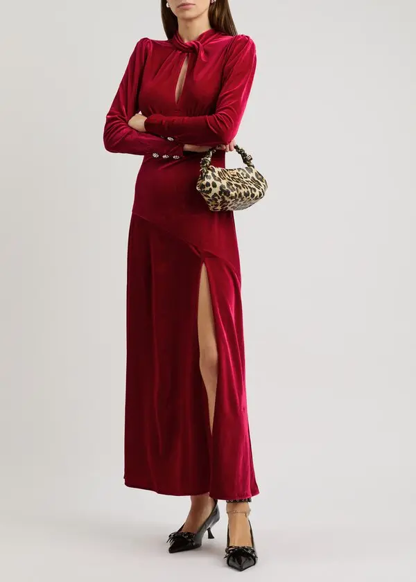 open lace back dress Ganni pink velvet dress – A Piece Lux main image 0