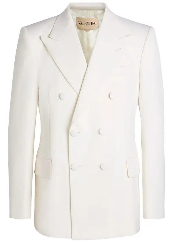 Valentino Garavani Double-breasted Wool Blazer - White
