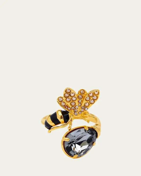 Oscar De La Renta Bee Crystal Ring - Gold
