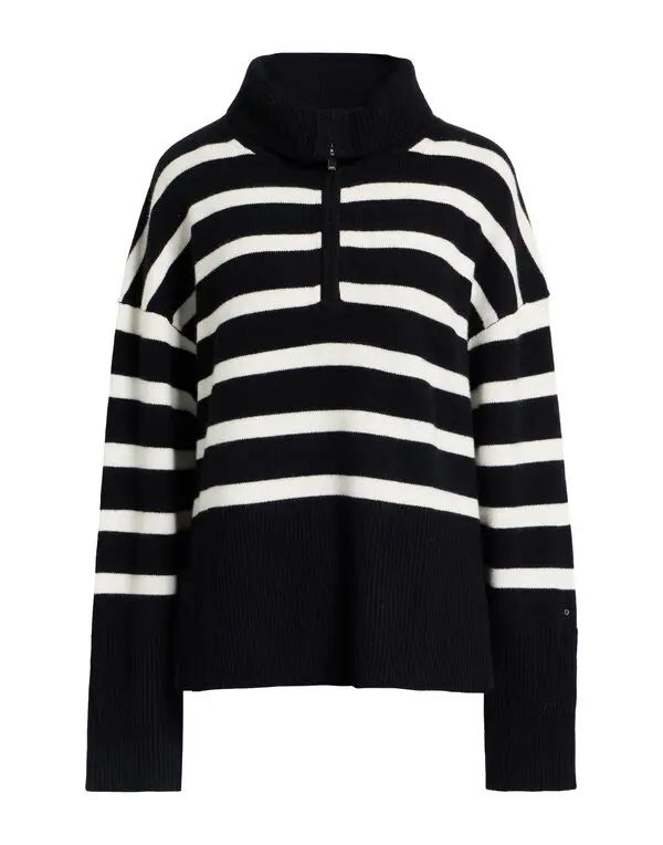 Maje Striped Knitted Half-zip Sweater