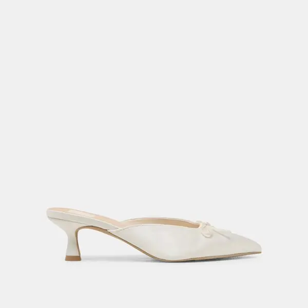 DOLCEVITA Cleo Heeled Mule - Off White Satin