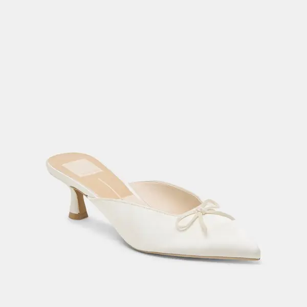 DOLCEVITA Cleo Heeled Mule - Off White Satin