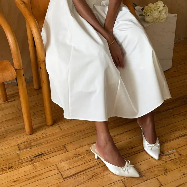 DOLCEVITA Cleo Heeled Mule - Off White Satin